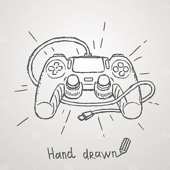Hand Drawn Gamepad. Vector Illustration. Stock Illustration ...