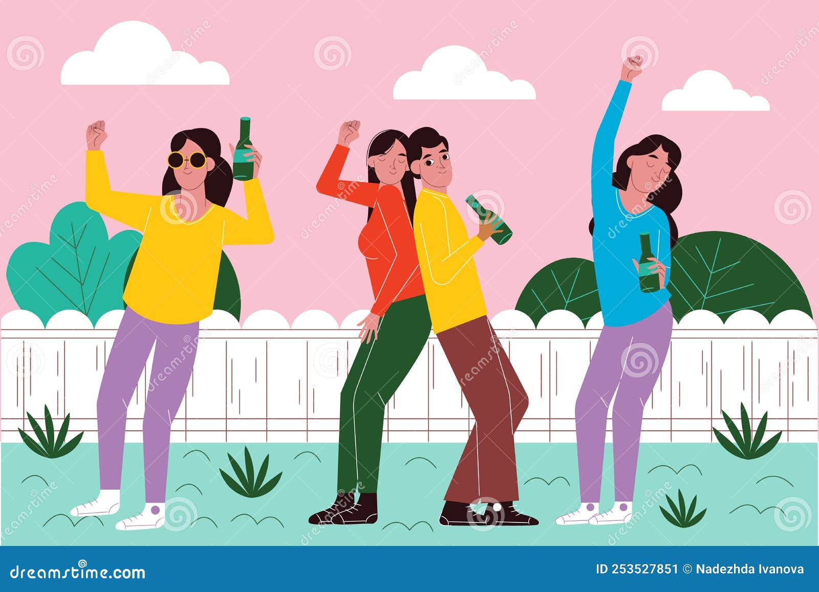 Hand Drawn Garden Party Illustration Vector Illustration. Stock Vector ...