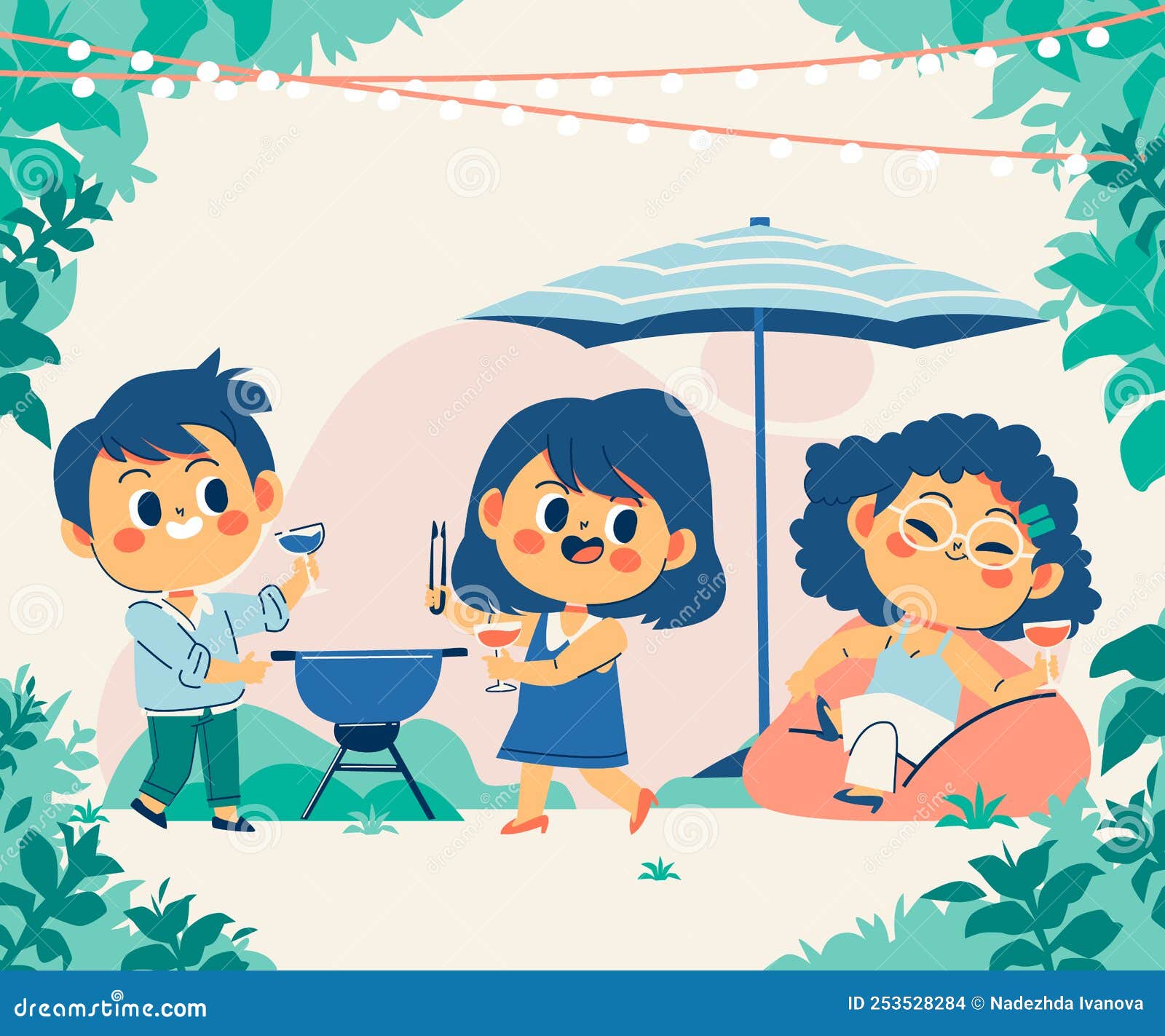 Hand Drawn Garden Party Illustration Vector Illustration. Stock Vector ...