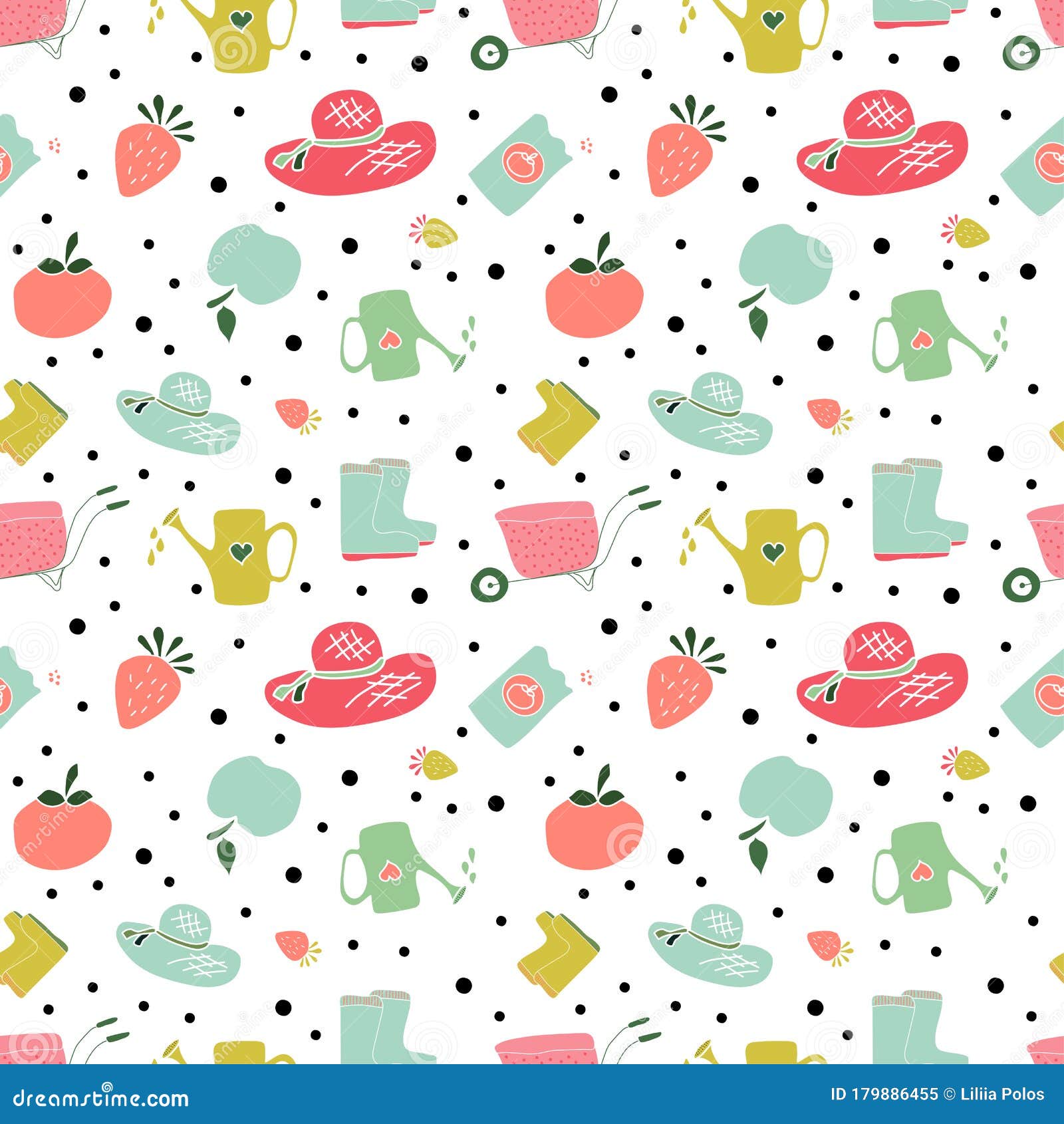 Hand Drawn Garden Pattern. - Seamless Pattern Stock Illustration ...