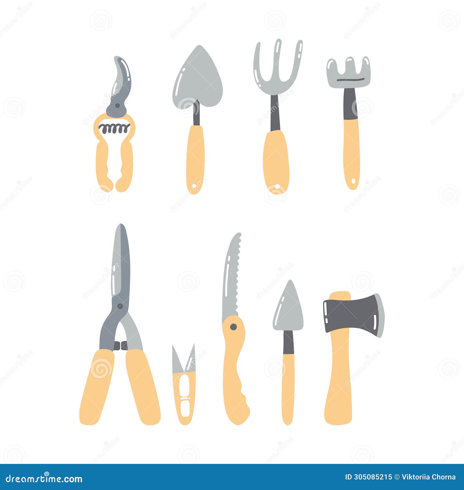 Hand Drawn Garden Tools. Set of Agricultural Equipment Stock ...