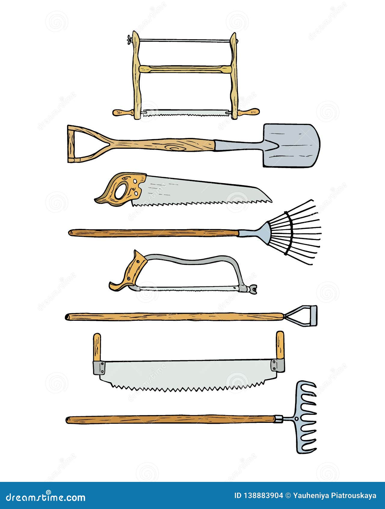 Hand drawn garden tools stock vector. Illustration of house - 138883904