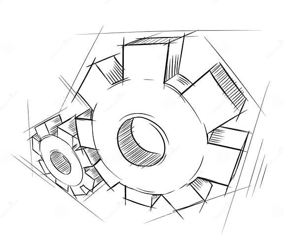 Hand drawn gears stock vector. Illustration of conceptual - 12160604