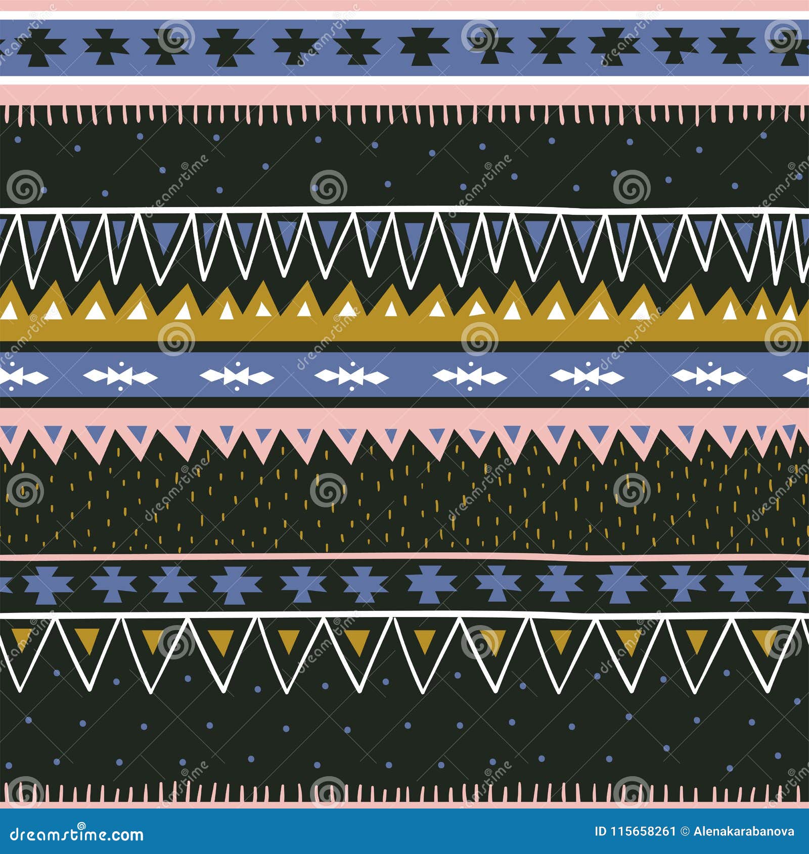 Hand Drawn Geometric Seamless Pattern. Modern Scandinavian Fabric ...