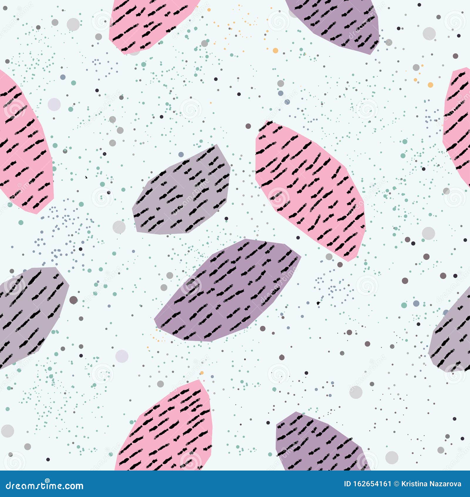 Hand Drawn Geometric Seamless Pattern on White with Dots Stock ...