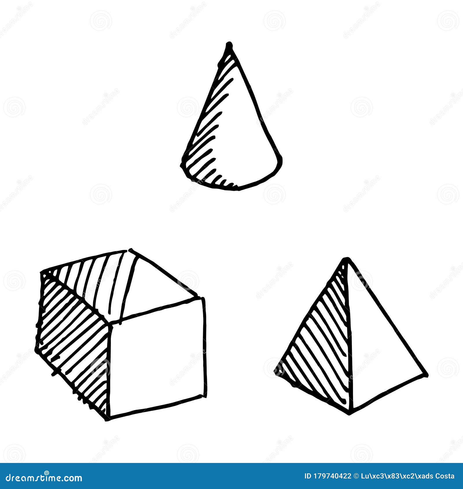 Hand Drawn Geometric Solids Stock Illustration - Illustration of ...