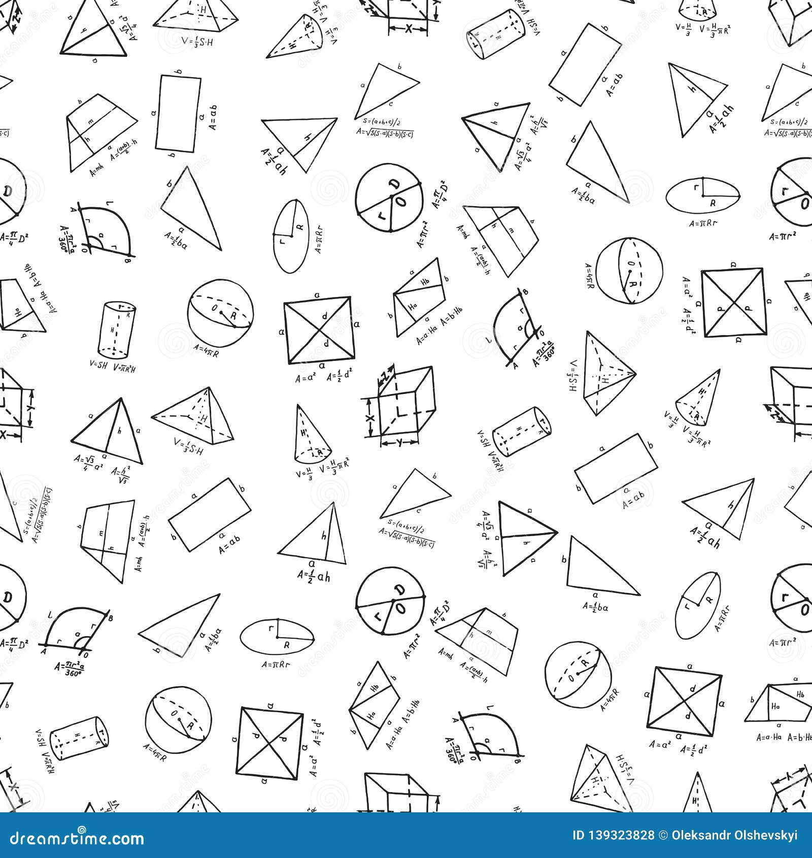 Hand Drawn Geometry Supplies in Seamless Pattern Stock Vector ...