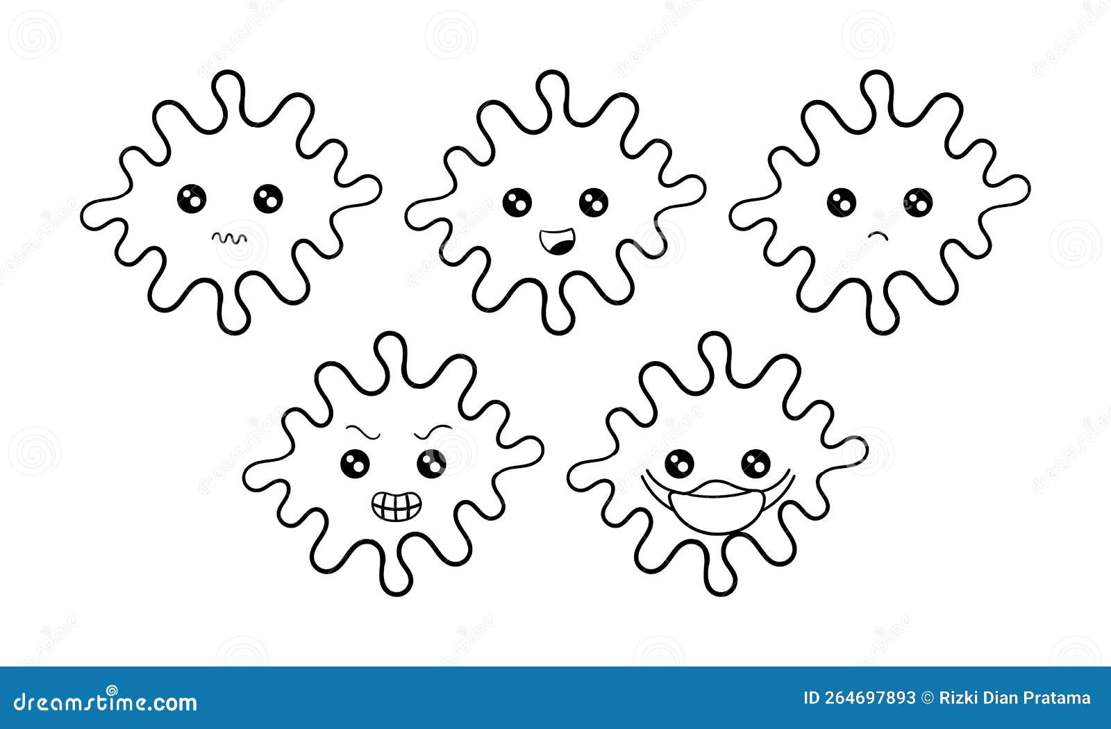 Hand Drawn Germs with Different Faces Stock Vector - Illustration of ...