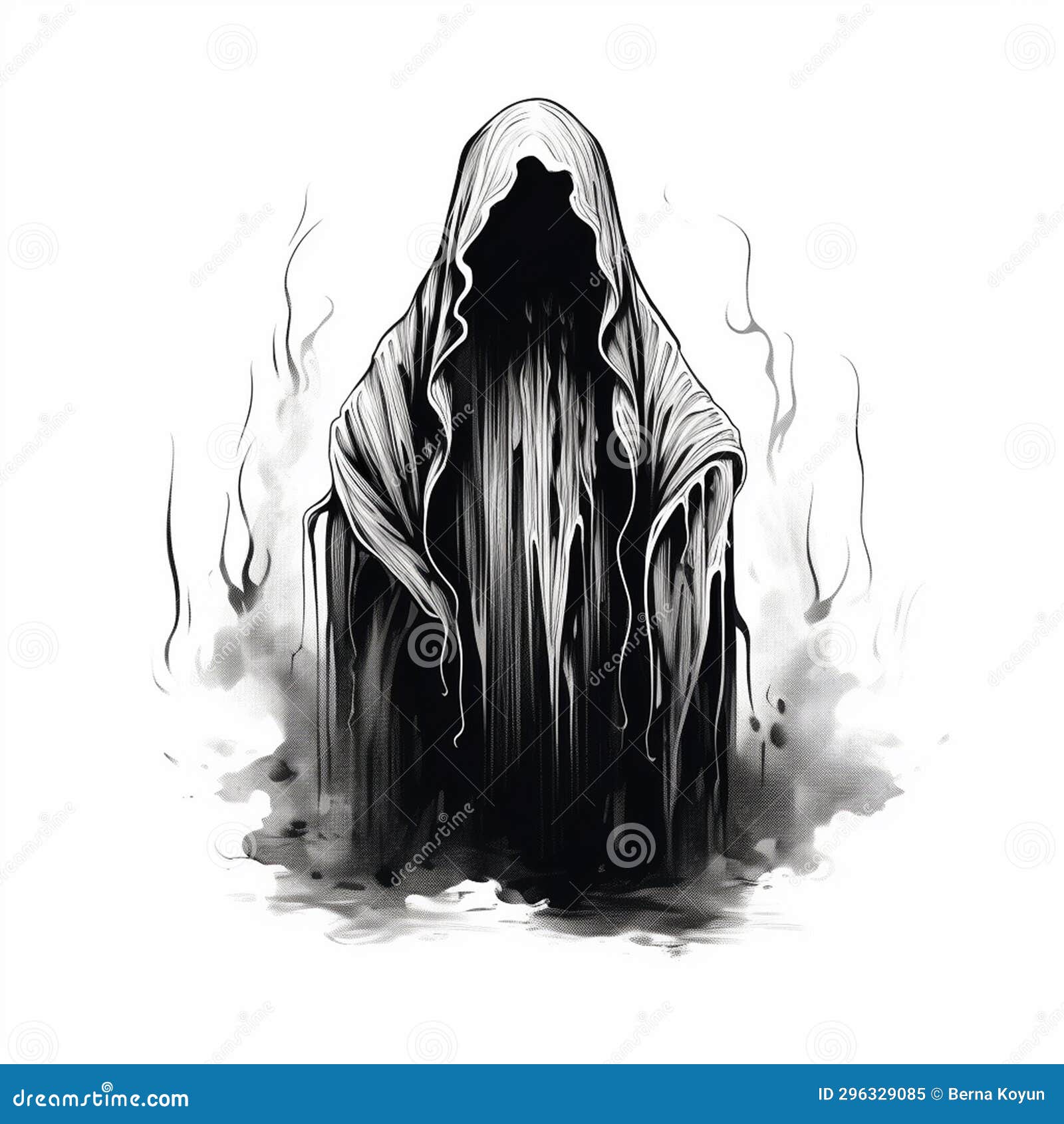 Hand-Drawn Ghost Illustration Stock Illustration - Illustration of dead ...