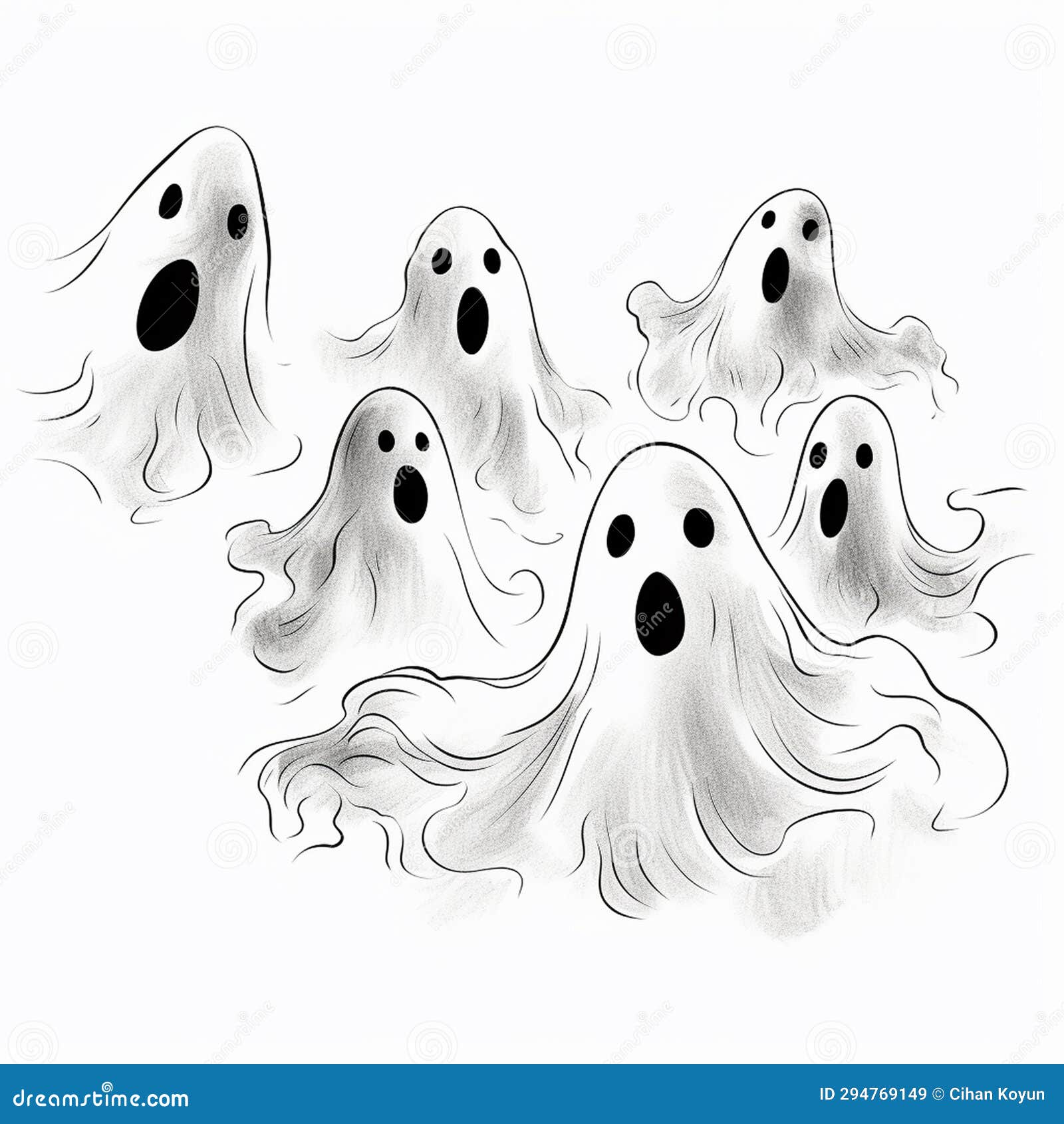 Hand-Drawn Ghost Vector Art Stock Illustration - Illustration of dark ...