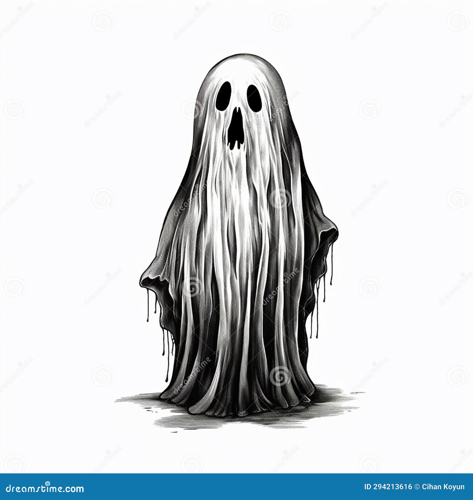 Hand-Drawn Ghost Vector Art Stock Illustration - Illustration of ...