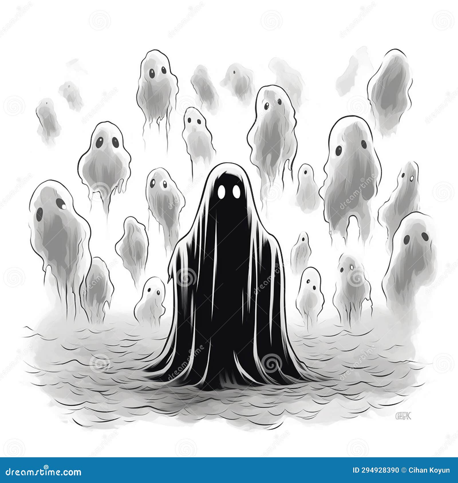 Hand-Drawn Ghost Vector Art Stock Illustration - Illustration of ...