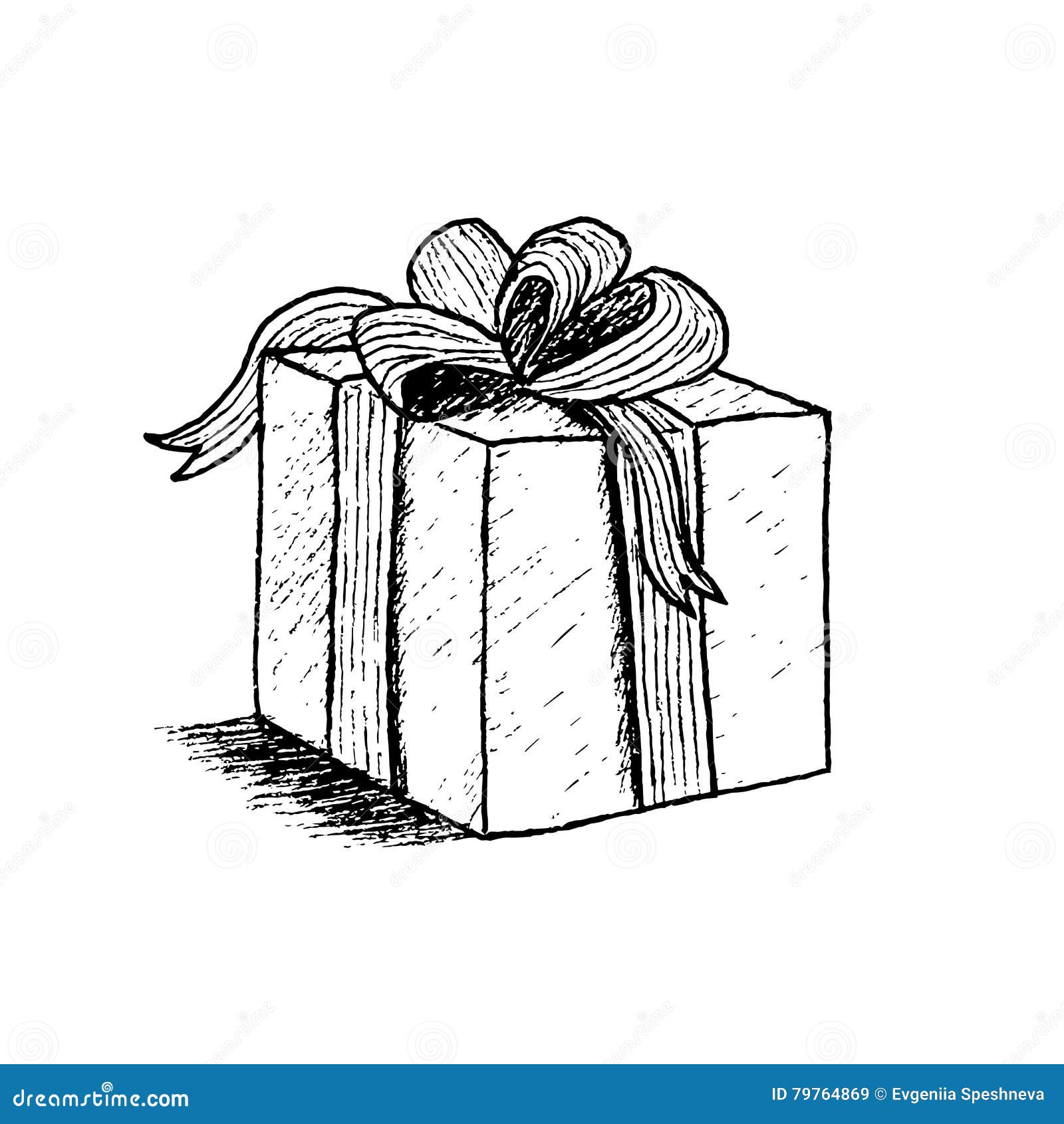 Hand Drawn Gift Box with Bow. Sketch. Vector Illustration. Stock Vector ...