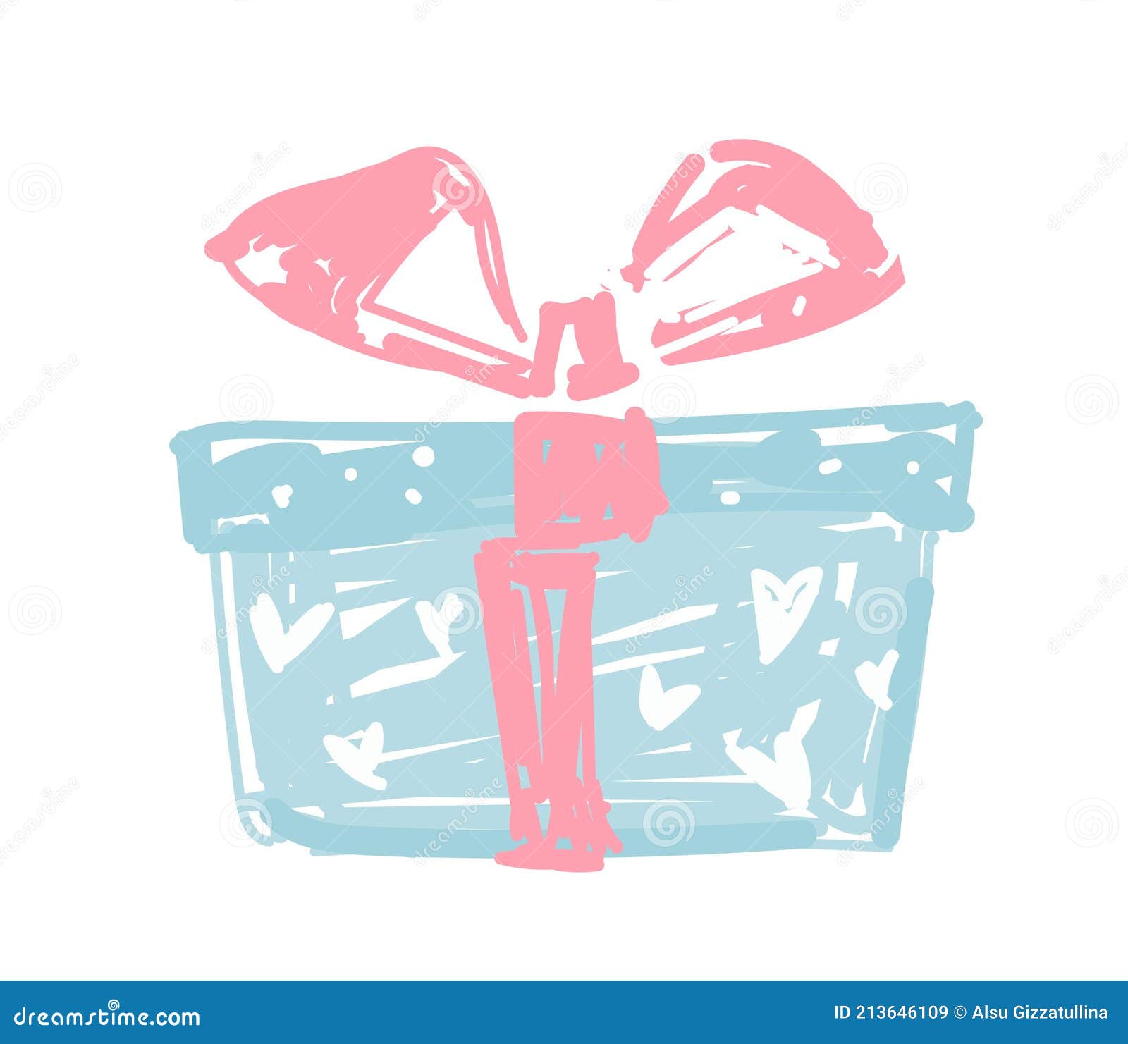 Hand Drawn Gift Box with Bow Vector Illustration Stock Vector ...