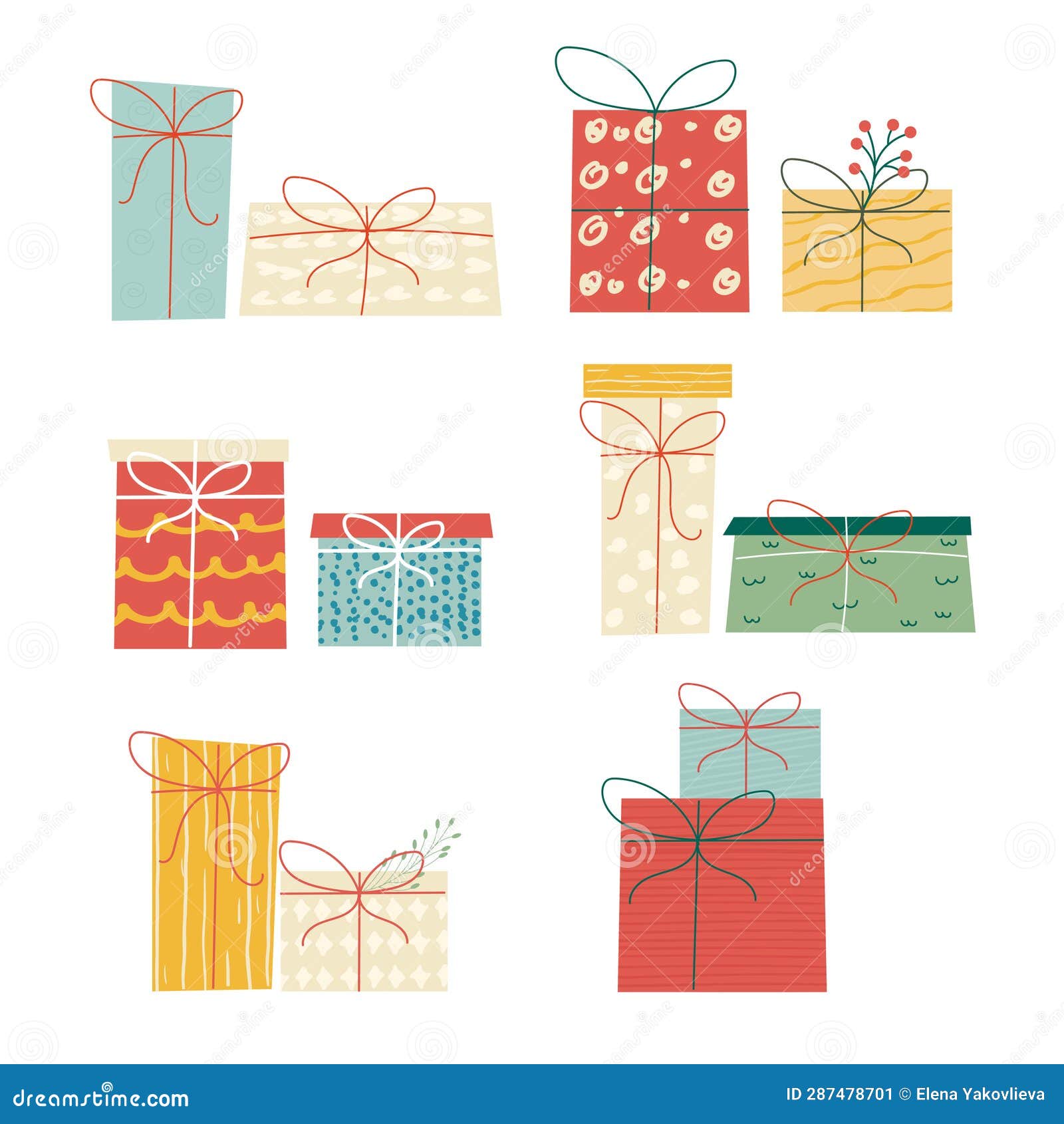 Hand drawn gift box set stock vector. Illustration of surprise - 287478701