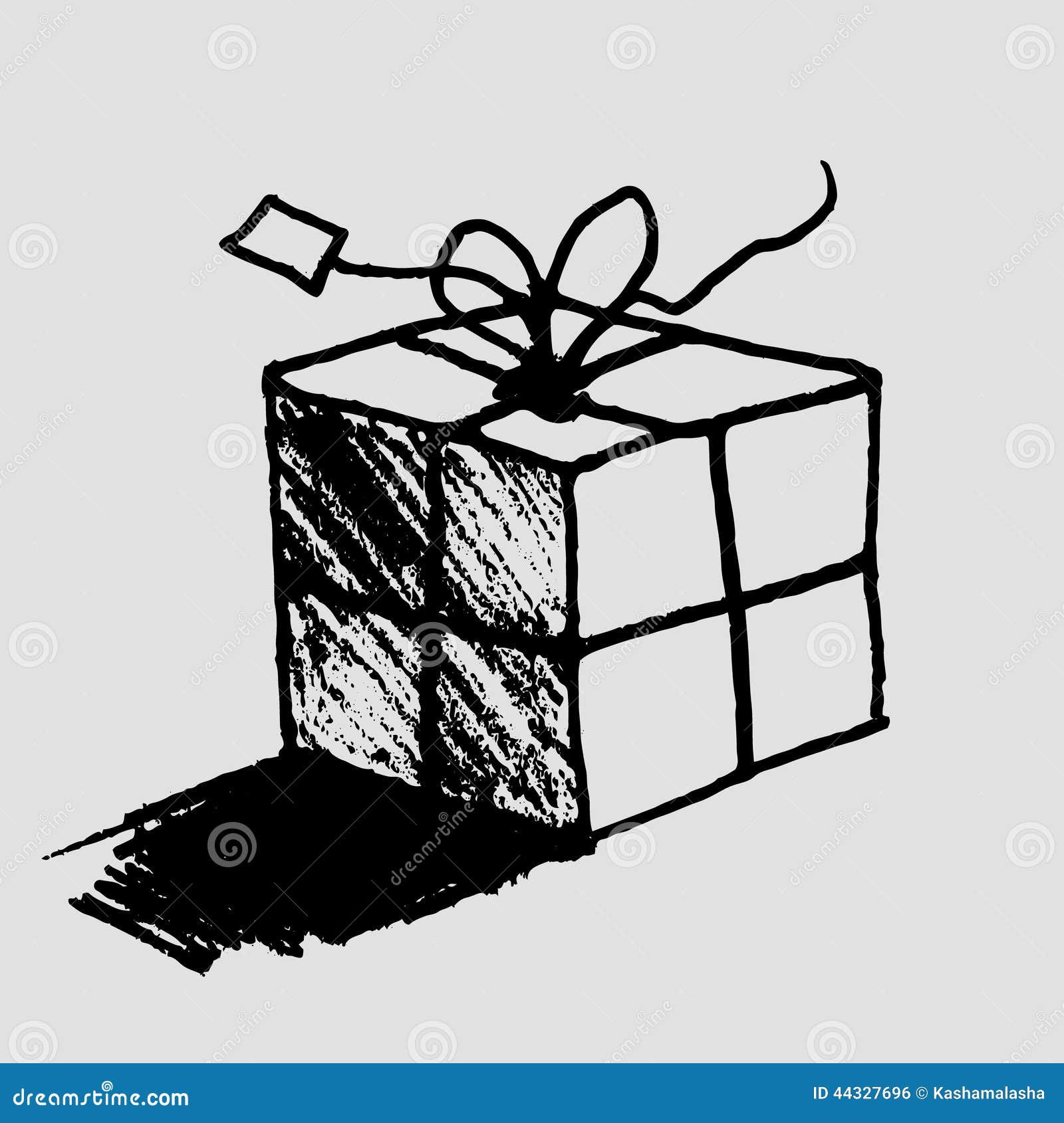 Hand Drawn Gift Box with Tag Stock Vector - Illustration of doodle ...