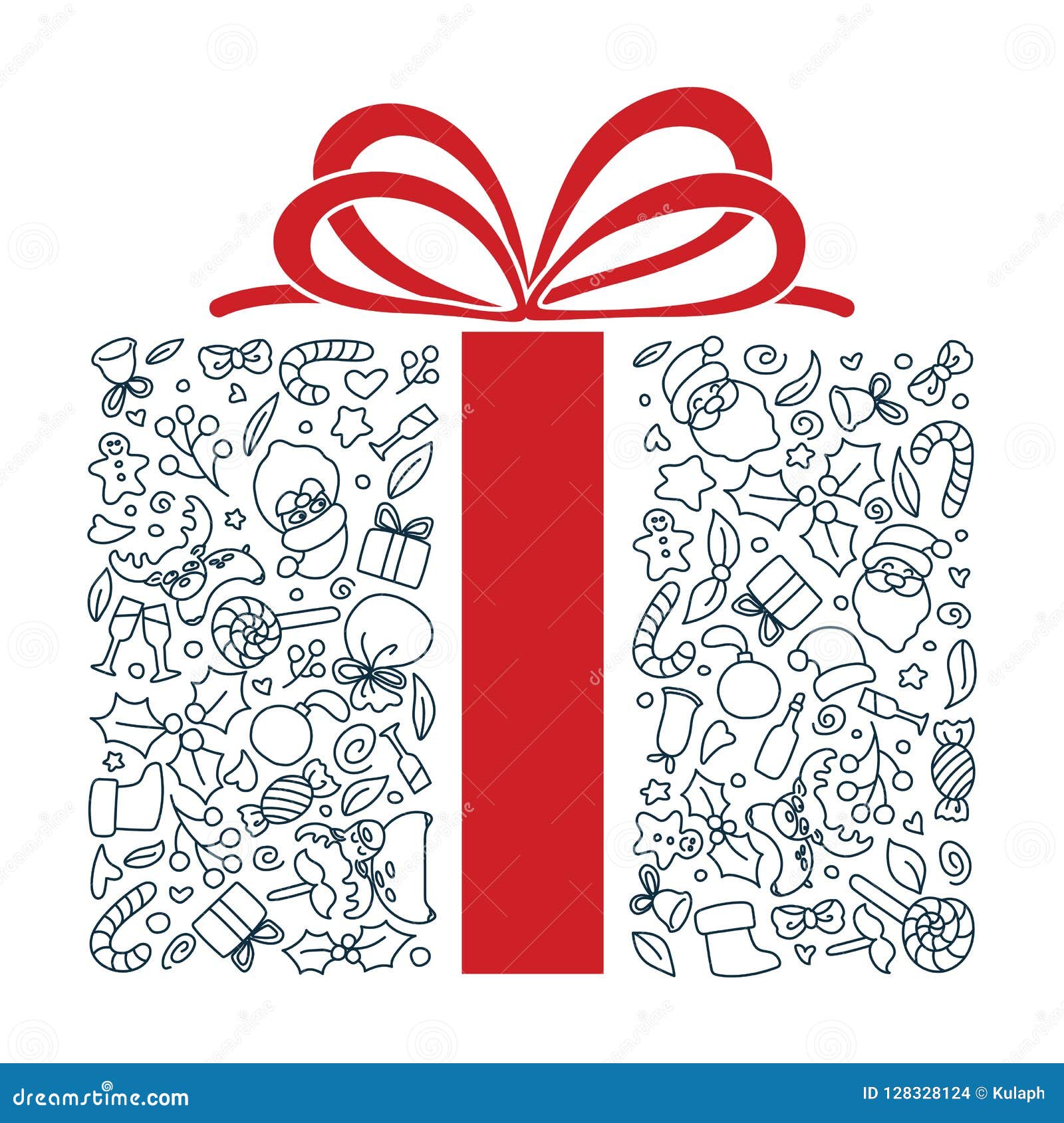 Hand Drawn Gift Shape Doodle Art. Editable Stroke. Stock Vector ...