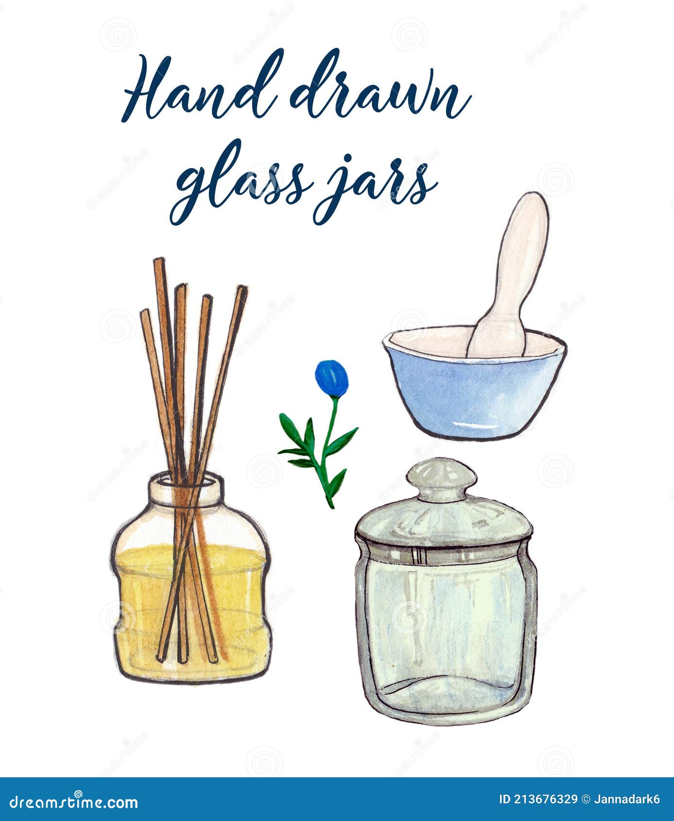 Hand Drawn Glass Jars Objects Set Stock Image - Image of healthy, drawn ...