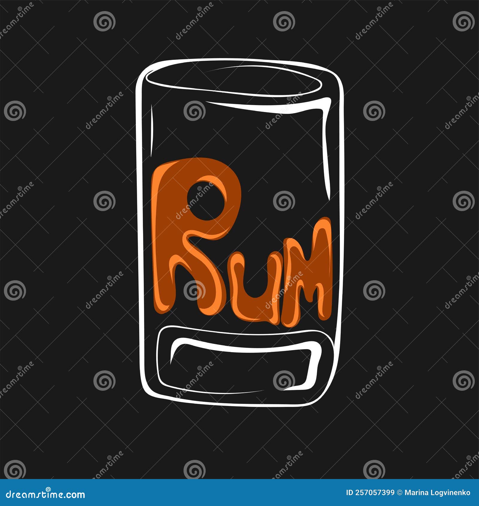 Hand Drawn Glass of Rum and Lettering Text Stock Vector - Illustration ...