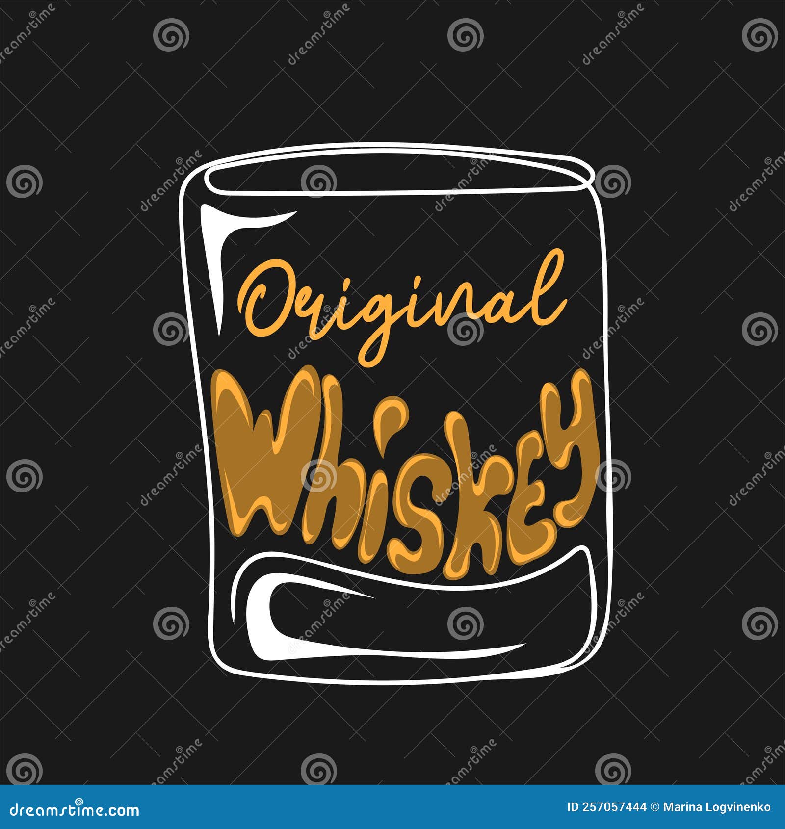 Hand Drawn Glass of Whiskey and Lettering Text Stock Illustration ...