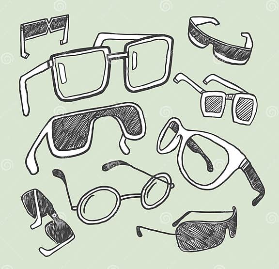 Hand drawn glasses doodles stock vector. Illustration of objects - 12148715