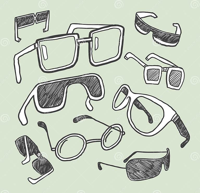 Hand drawn glasses doodles stock vector. Illustration of objects - 12148715