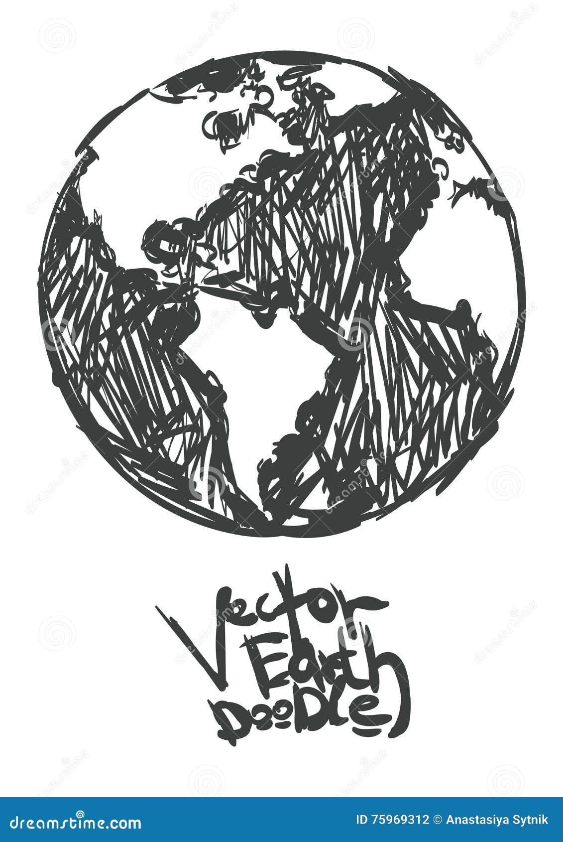 Hand Drawn Global Illustration on White Background Stock Vector ...