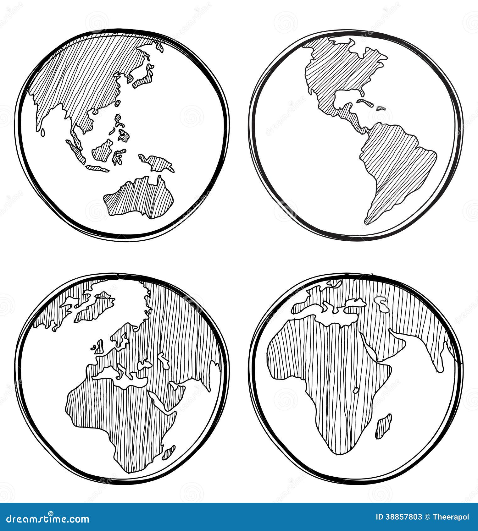 Hand-drawn global stock vector. Illustration of black - 38857803
