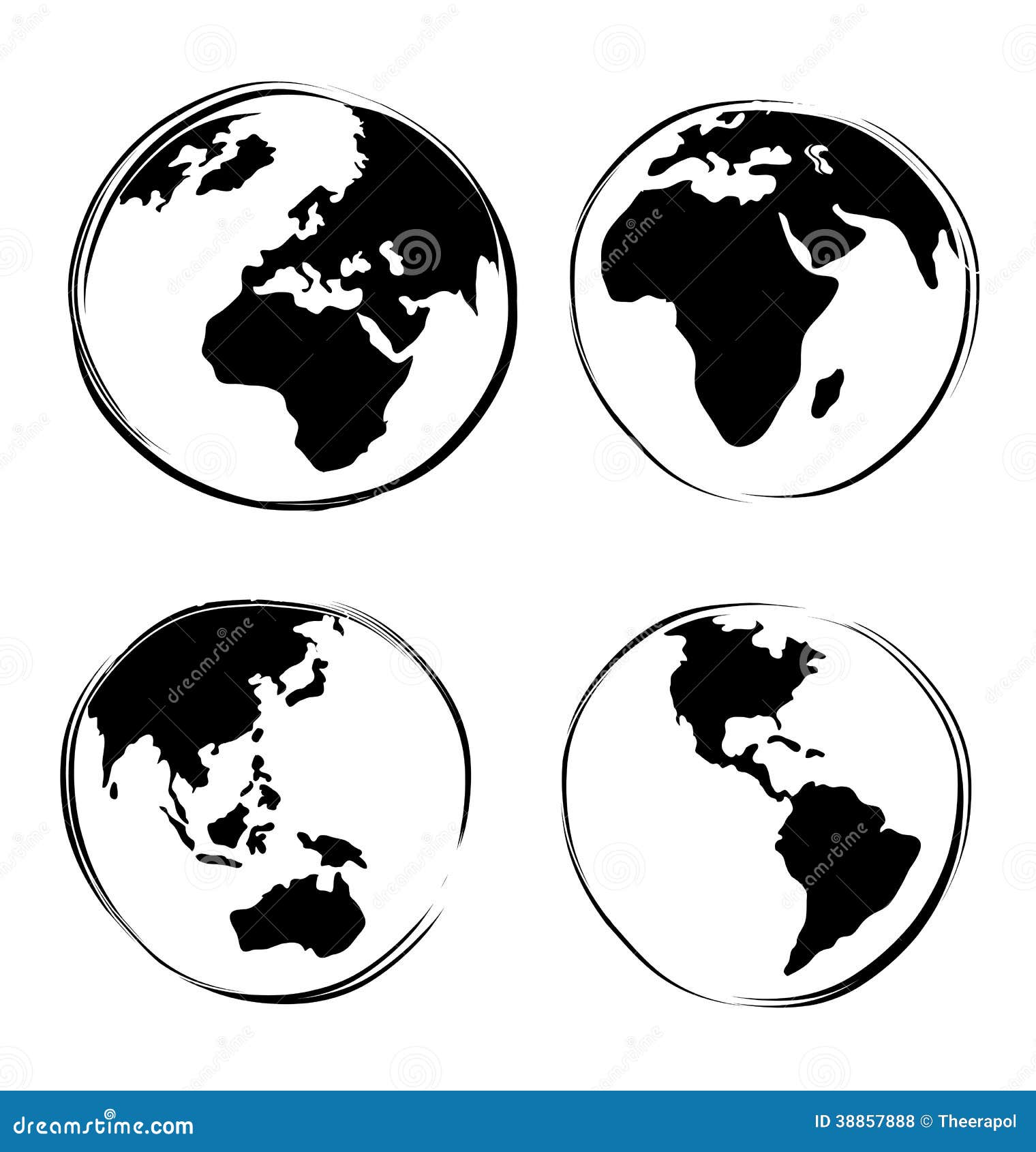 Hand-drawn global stock vector. Illustration of white - 38857888