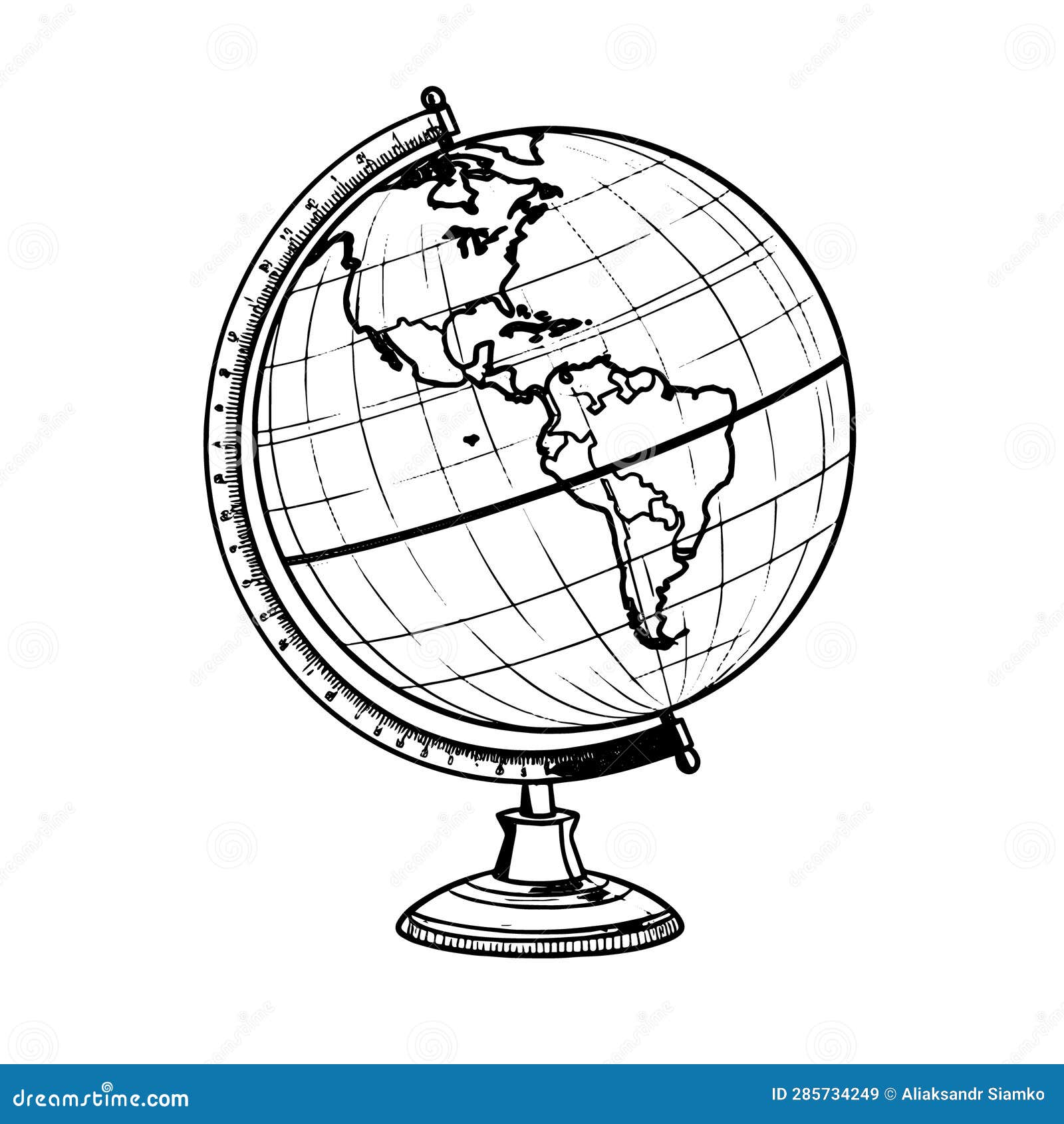 Hand Drawn Globe on White. Vector Illustration Stock Vector ...