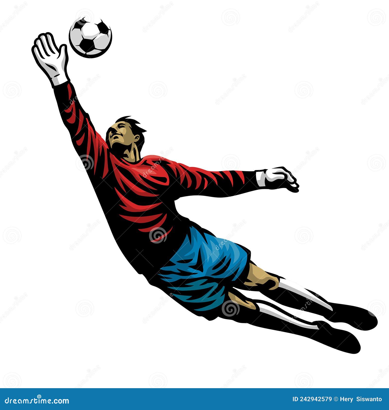 Hand Drawn Goalkeeper of Football Stock Vector - Illustration of ...