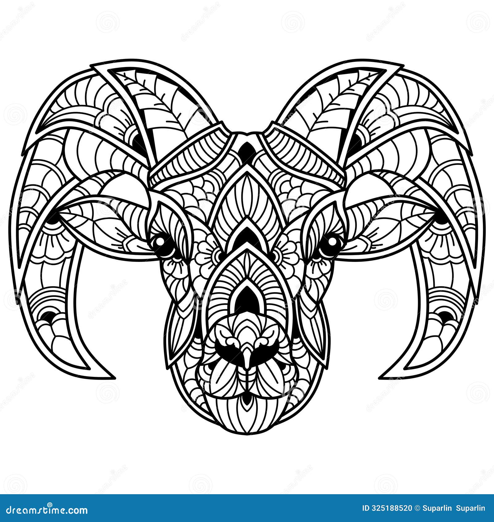 Hand Drawn of Goat Head in Zentangle Style Stock Vector - Illustration ...