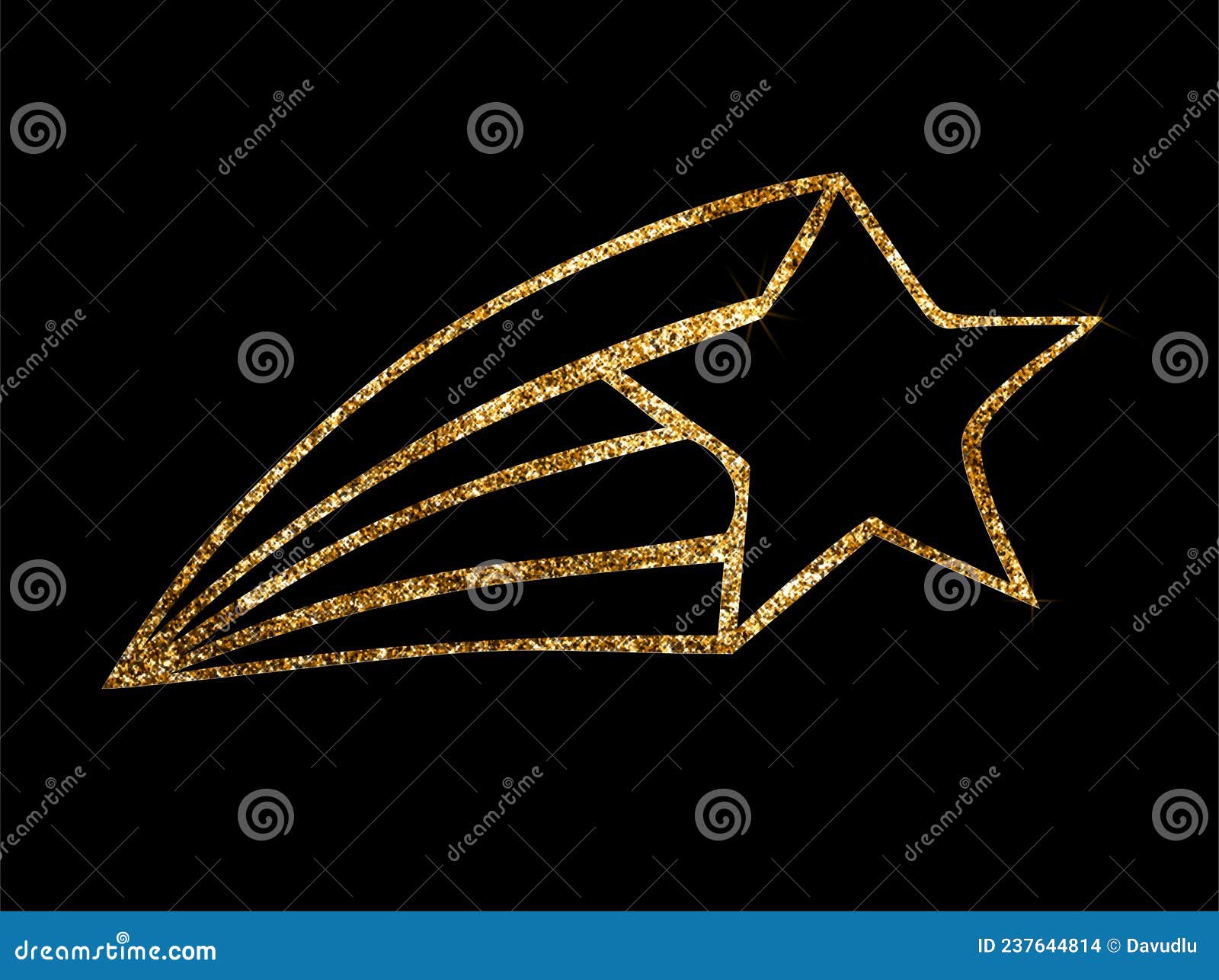 Hand Drawn Gold Glitter Star. Vector Illustration Element Isolated on ...