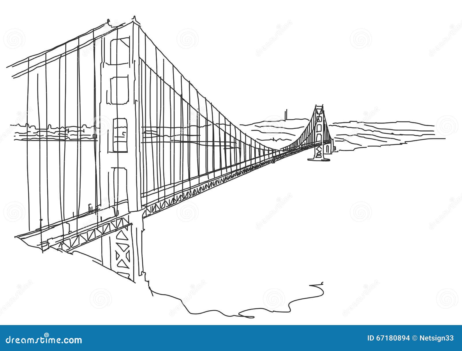 Golden Gate Bridge Pencil Drawing
