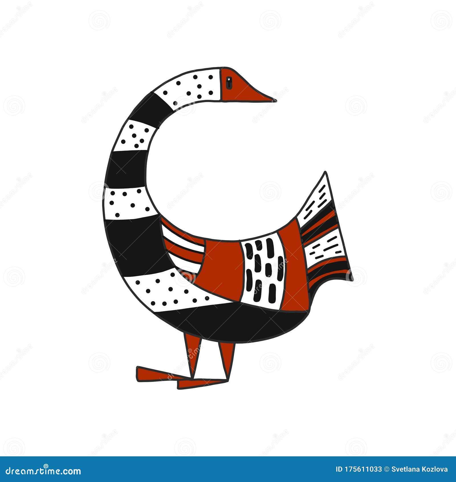 A Hand-drawn Goose is Isolated. Engraved Vector Illustration Style ...