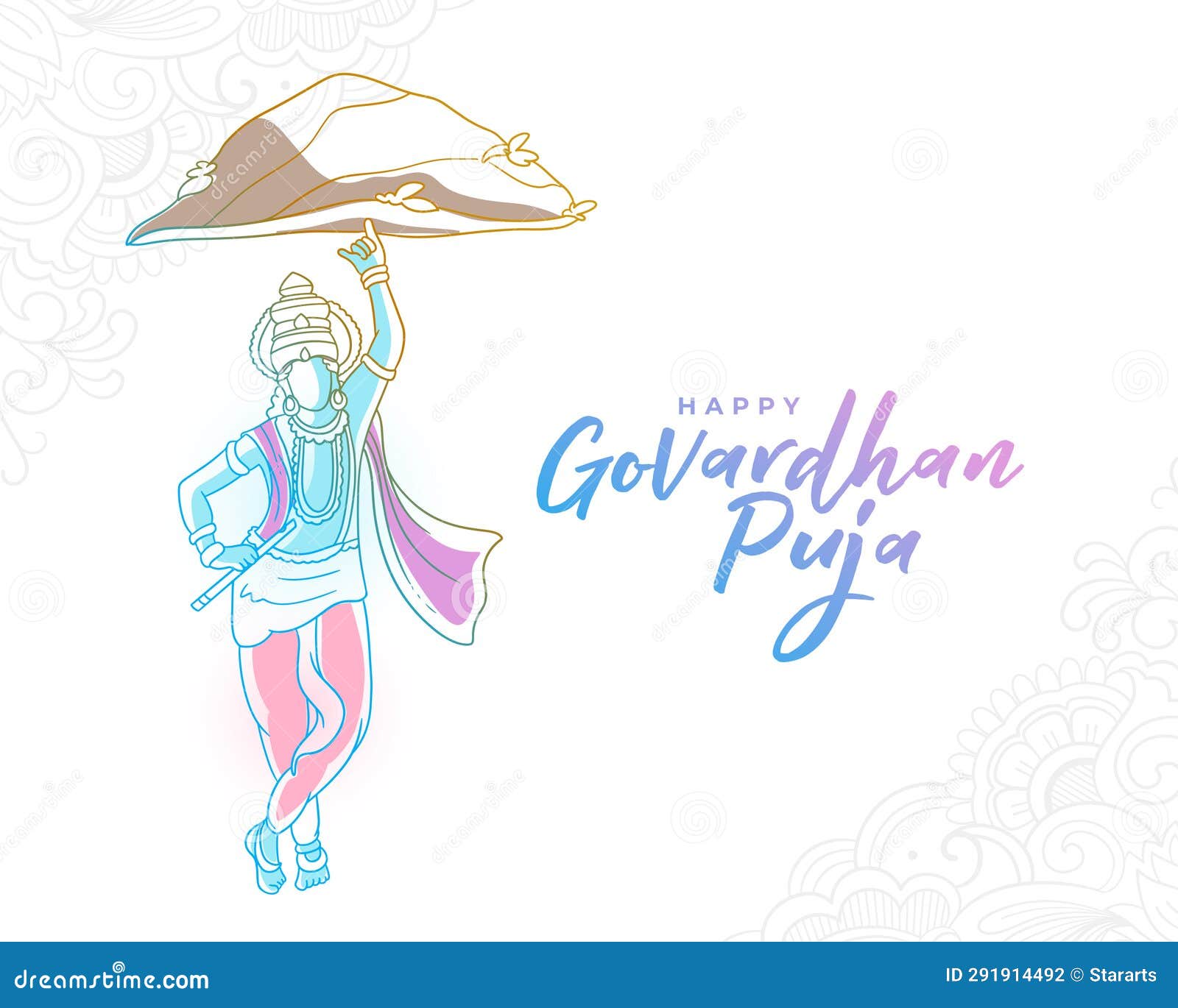 Traditional Govardhan Puja Wishes Background With Krishna Silhouette ... Traditional Govardhan Puja Wishes Background With Krishna Silhouette ...