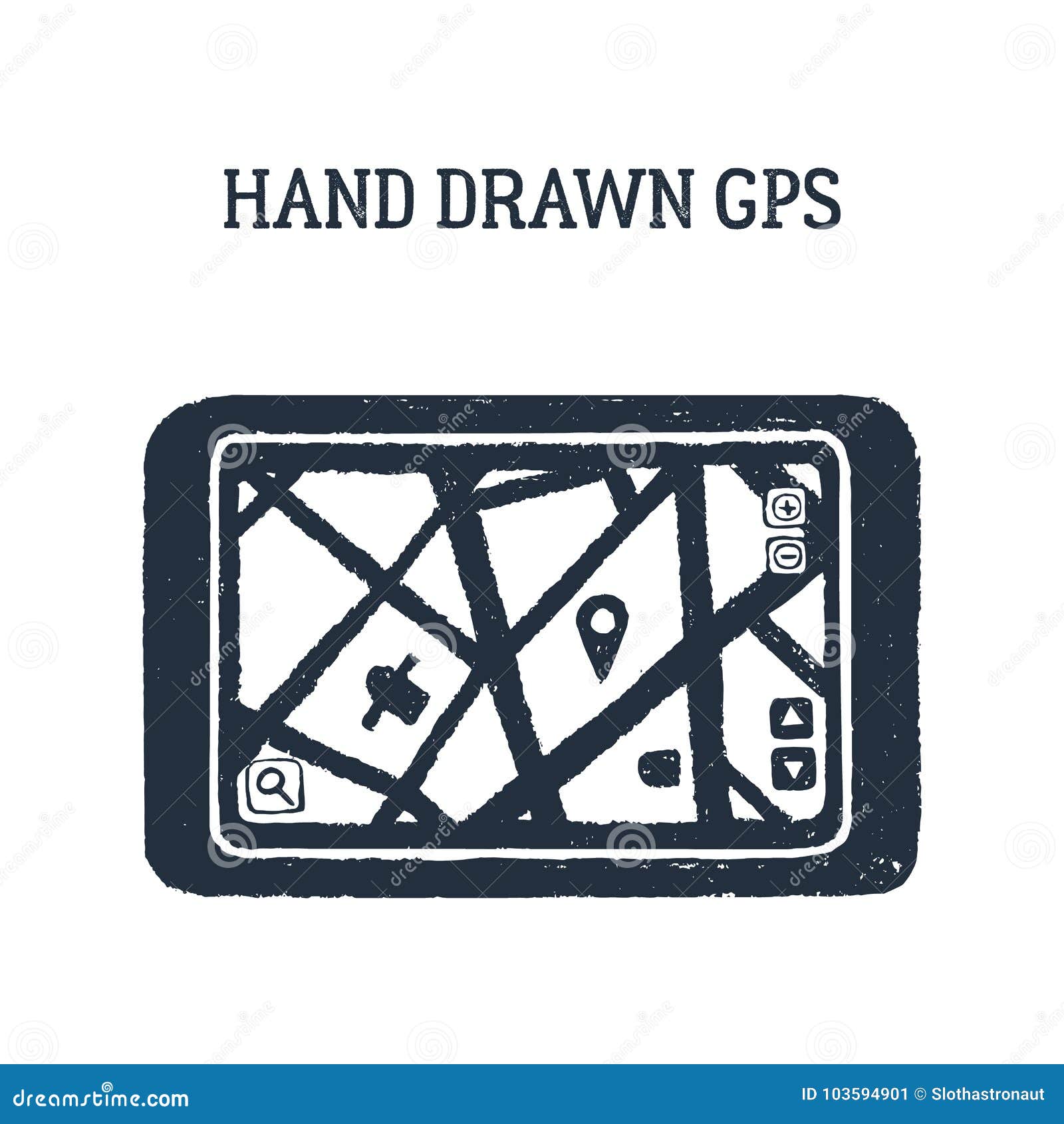Hand Drawn GPS Device Vector Illustration. Stock Vector - Illustration ...