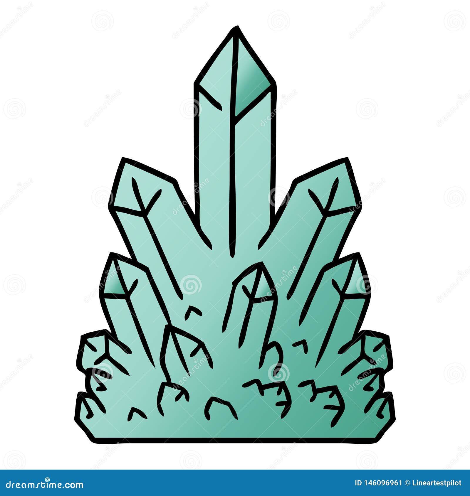 Hand Drawn Gradient Cartoon Doodle of Crystal Gems Stock Vector ...