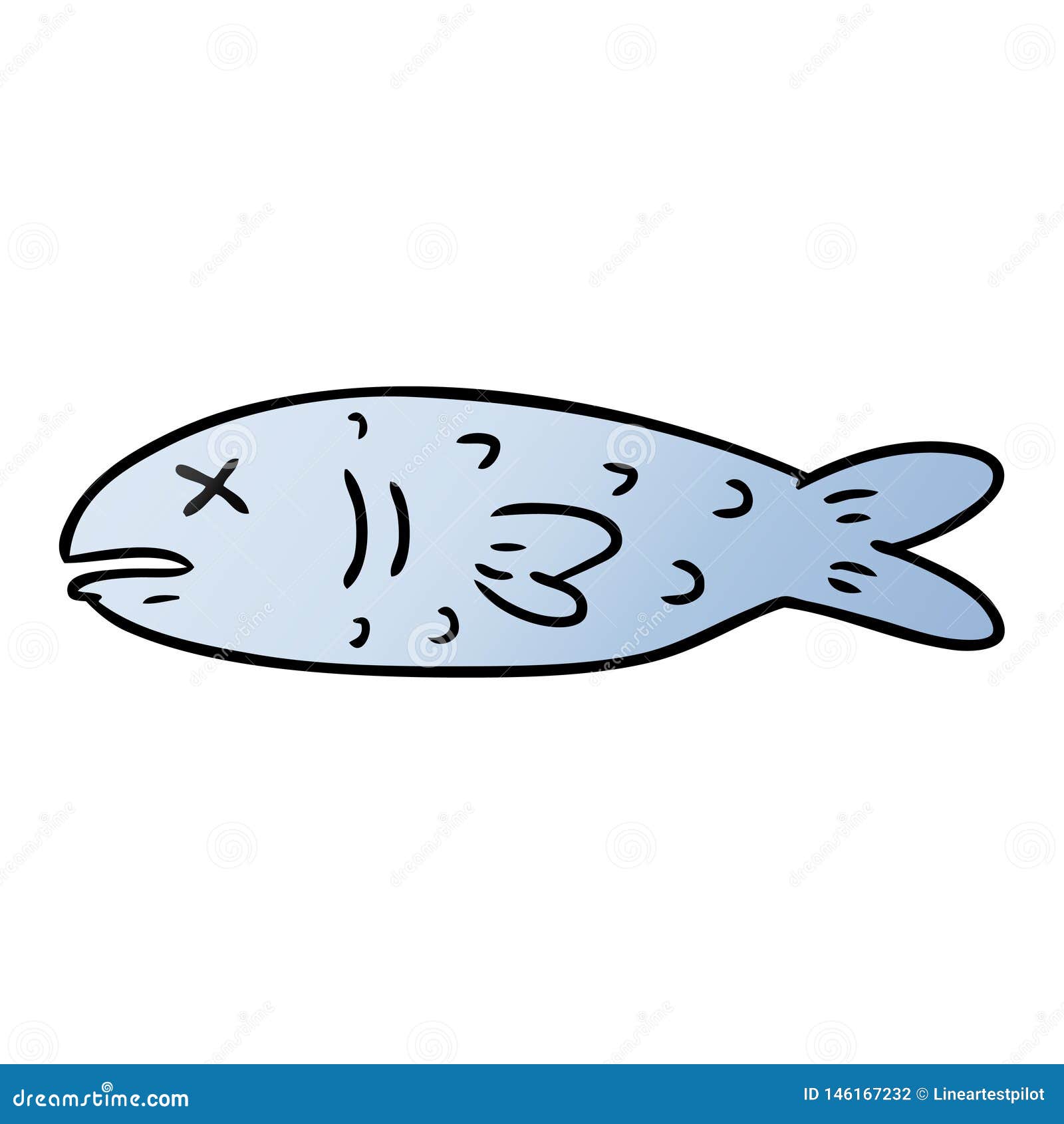Hand Drawn Gradient Cartoon Doodle of a Dead Fish Stock Vector ...