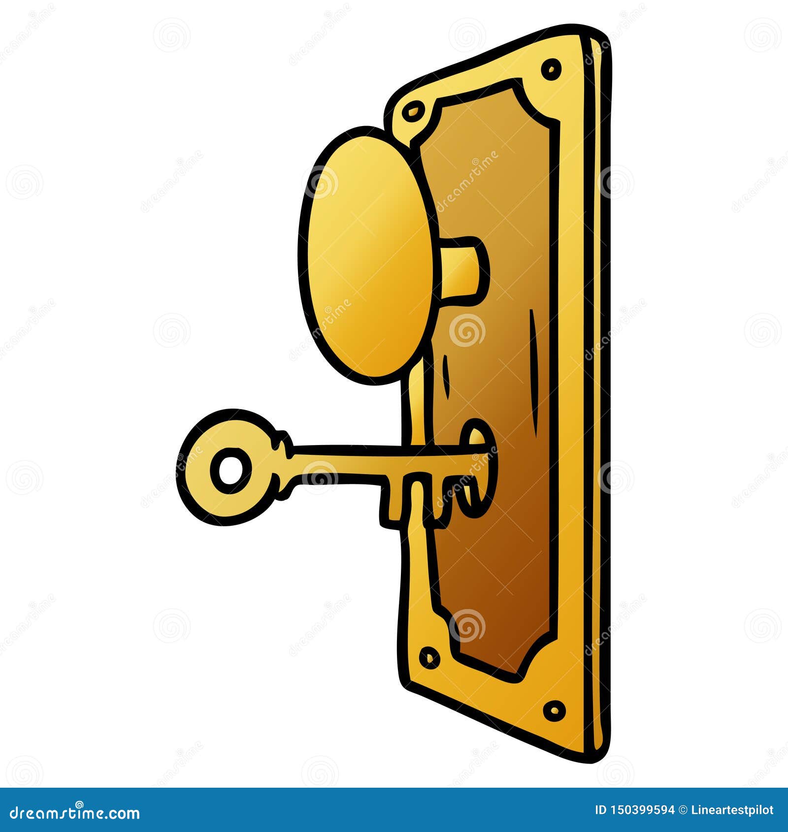 Hand Drawn Gradient Cartoon Doodle of a Door Handle Stock Vector ...