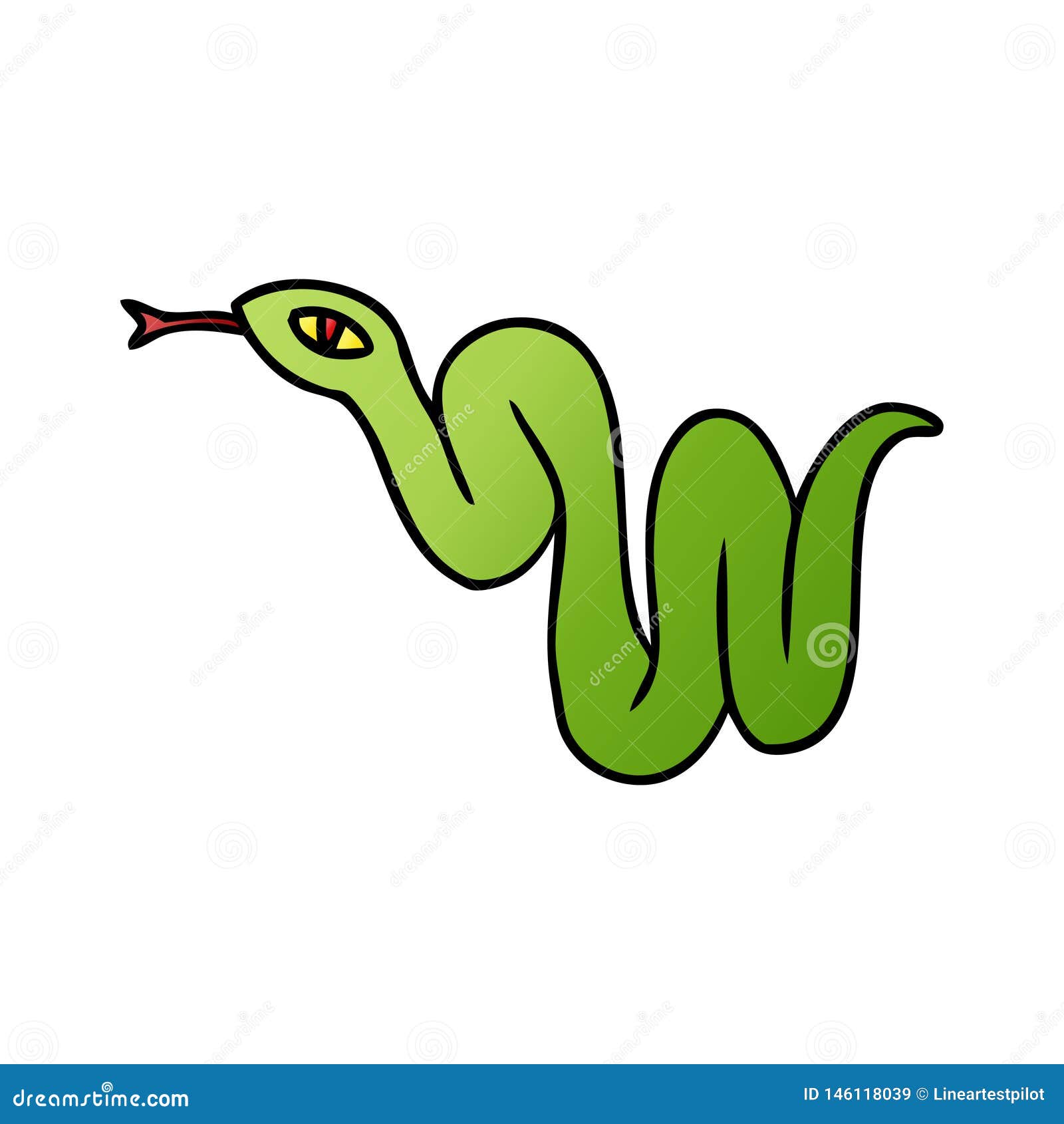 Hand Drawn Gradient Cartoon Doodle of a Garden Snake Stock Vector ...