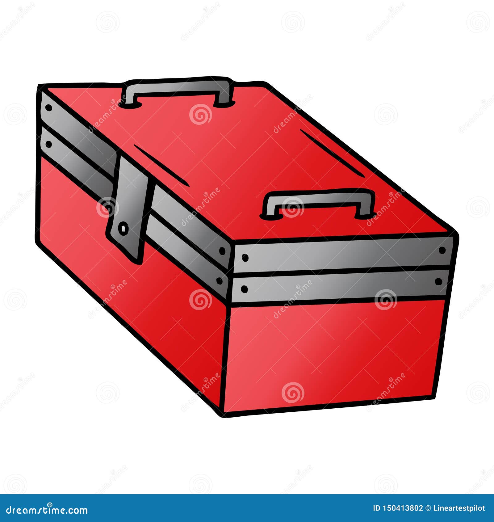 Hand Drawn Gradient Cartoon Doodle of a Metal Tool Box Stock Vector ...