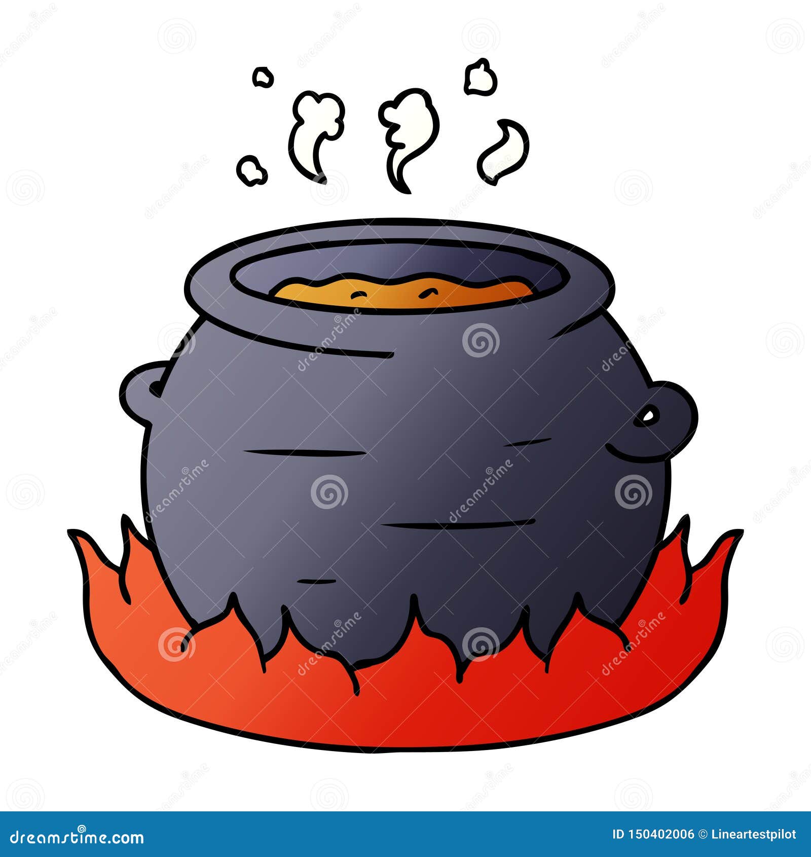 Hand Drawn Gradient Cartoon Doodle of a Pot of Stew Stock Vector ...
