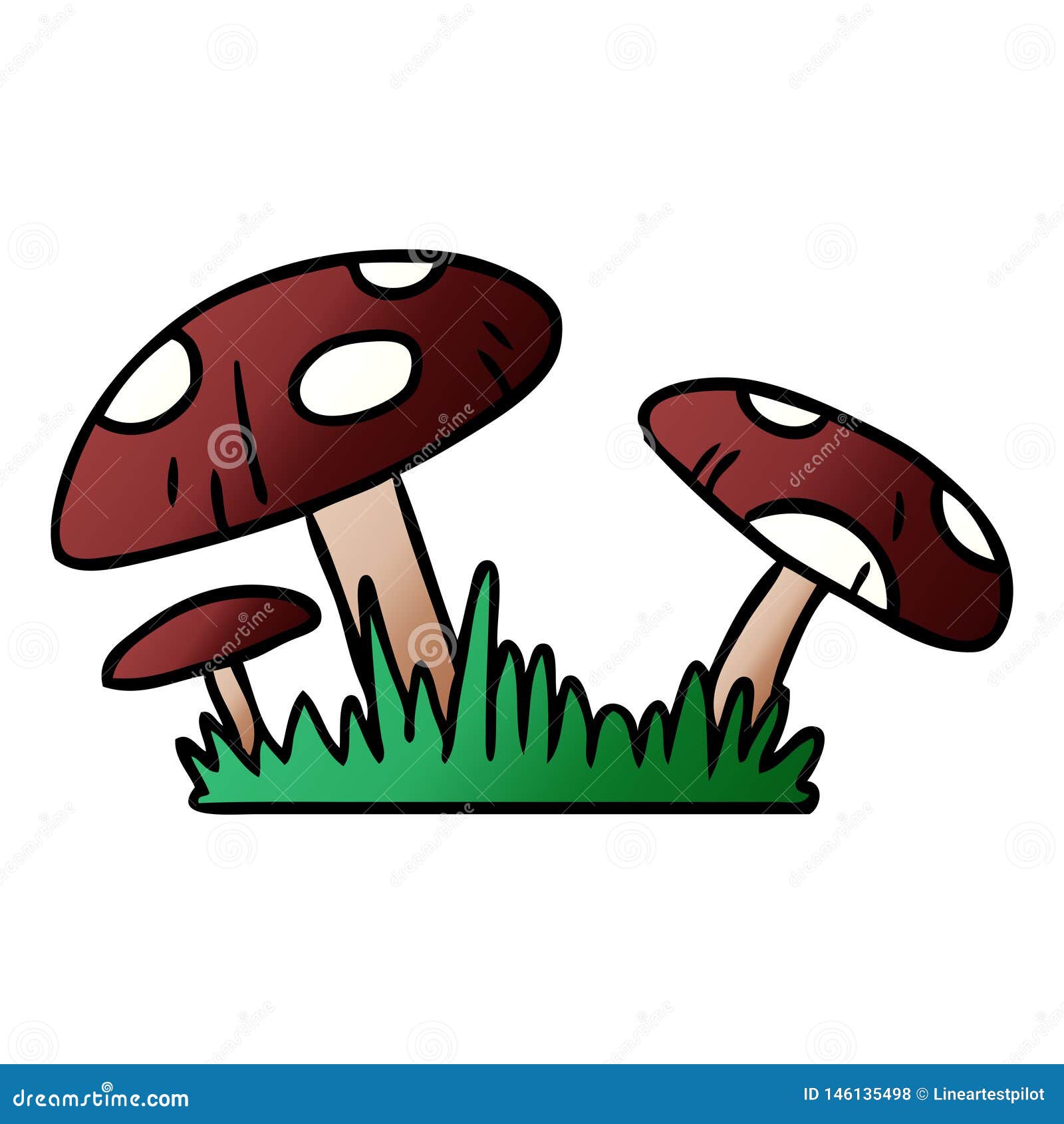 Hand Drawn Gradient Cartoon Doodle of a Toad Stool Stock Vector ...