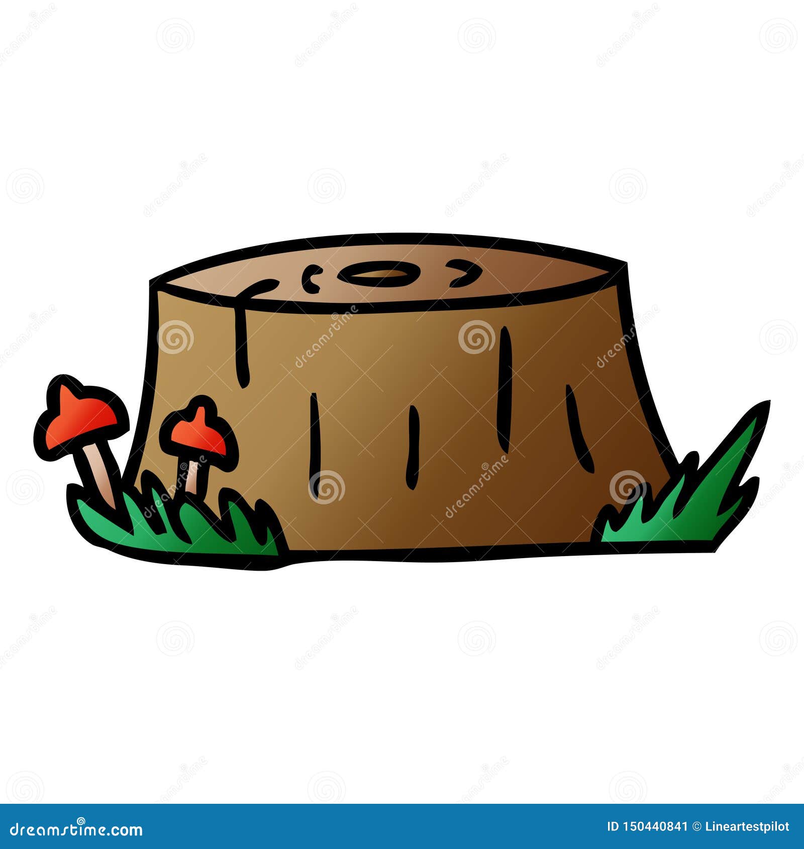Hand Drawn Gradient Cartoon Doodle of a Tree Log Stock Vector ...