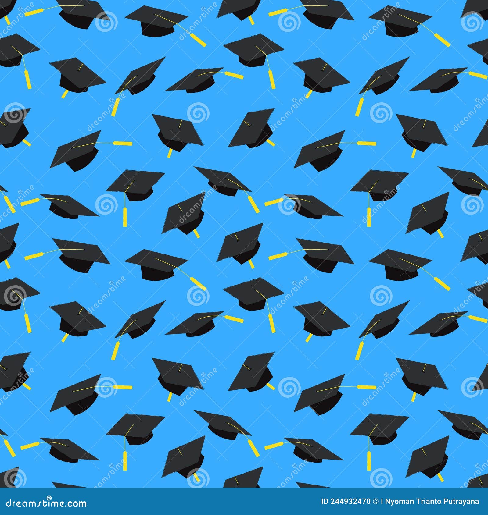 Hand Drawn Graduation Seamless Pattern. Stock Vector - Illustration of ...