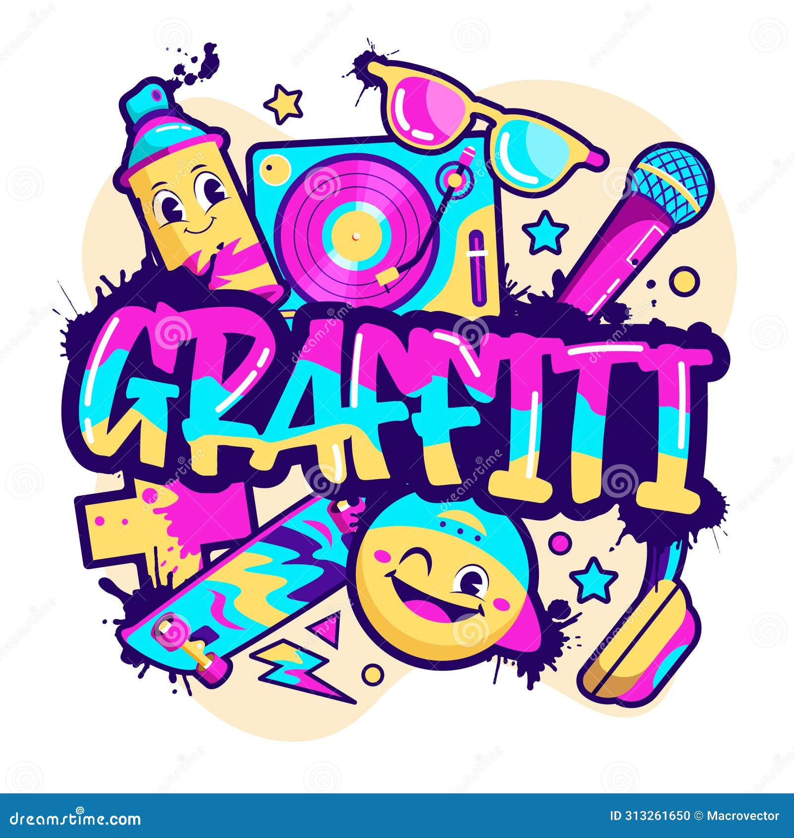 Hand Drawn Graffiti Elements Composition Stock Illustration ...