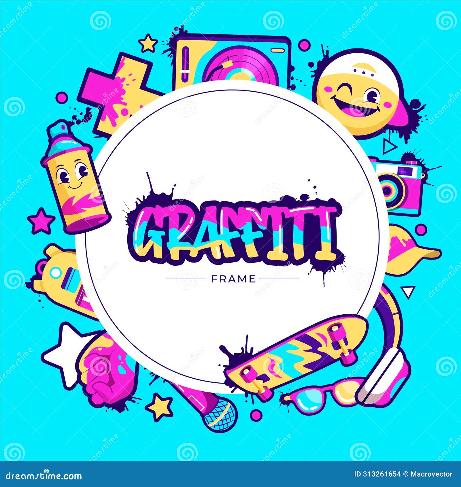Hand Drawn Graffiti Elements Frame Stock Illustration - Illustration of ...