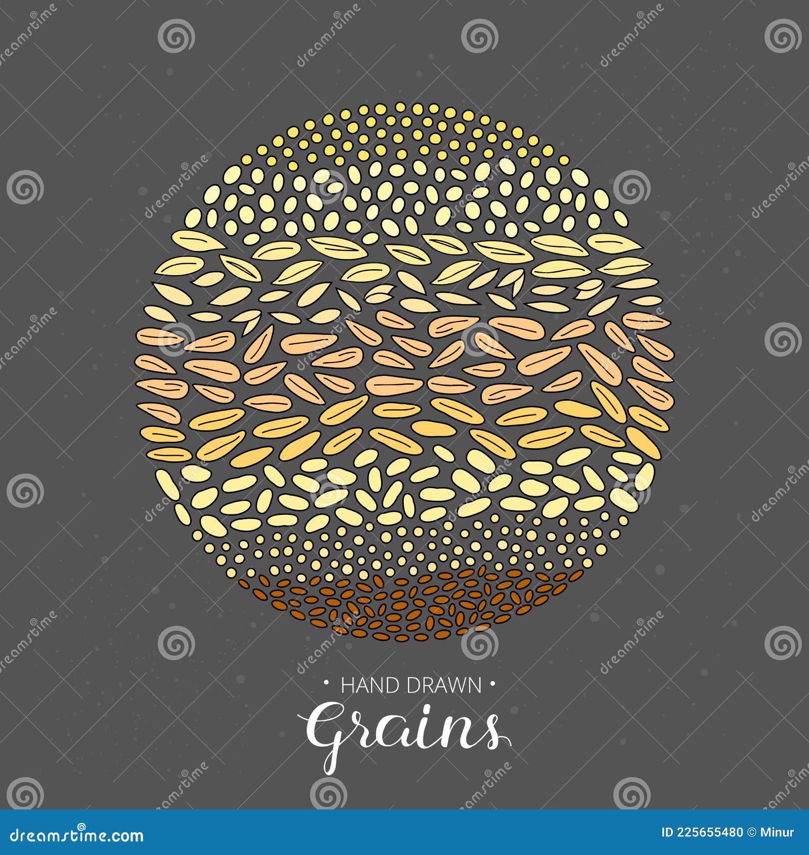 Hand Drawn Grains in Circle. Stock Vector - Illustration of symbol ...