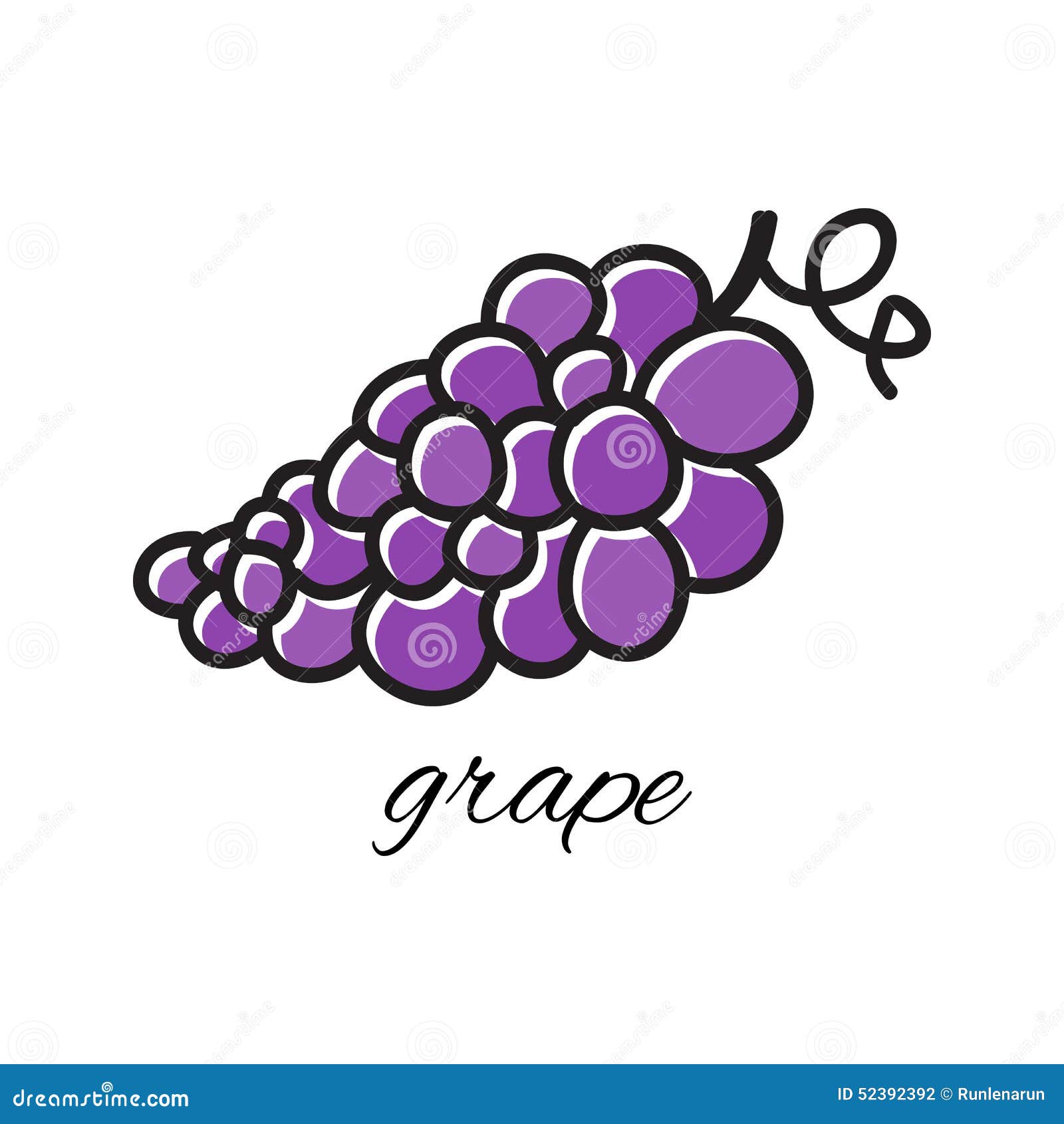Hand Drawn Grape in Doodle Style. Vector Stock Vector - Illustration of ...